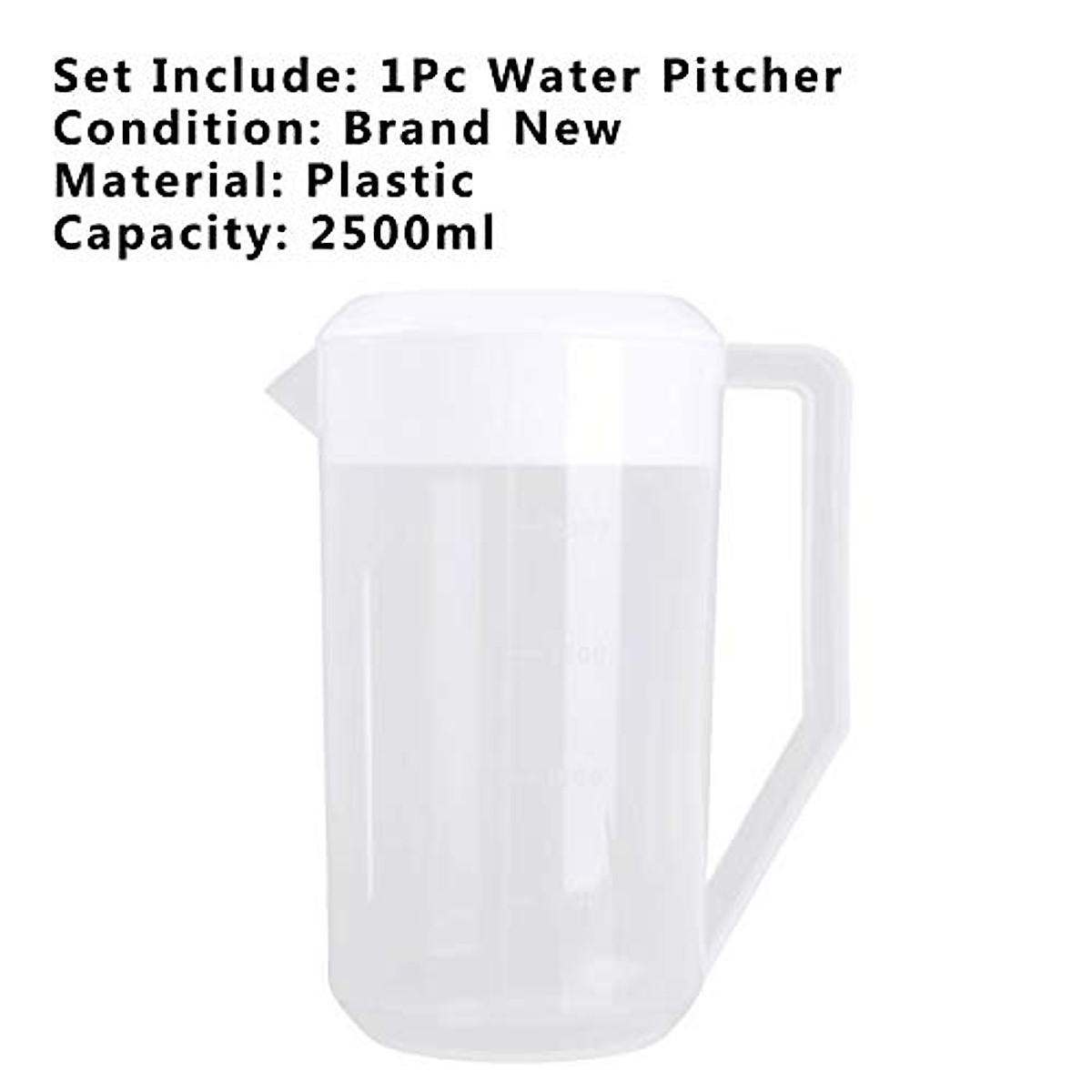 Aislor Plastic Straining gallon pitcher,Dishwasher Safe White 2500ML
