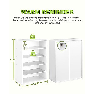 LOWOSA White Shoe Rack Organizer, 5-Tier Wood Shelf Removable Shoe Storage, Sturdy Freestanding Shoe Racks for Entryway for 10-15 Pairs, Ideal for Hallway Closet