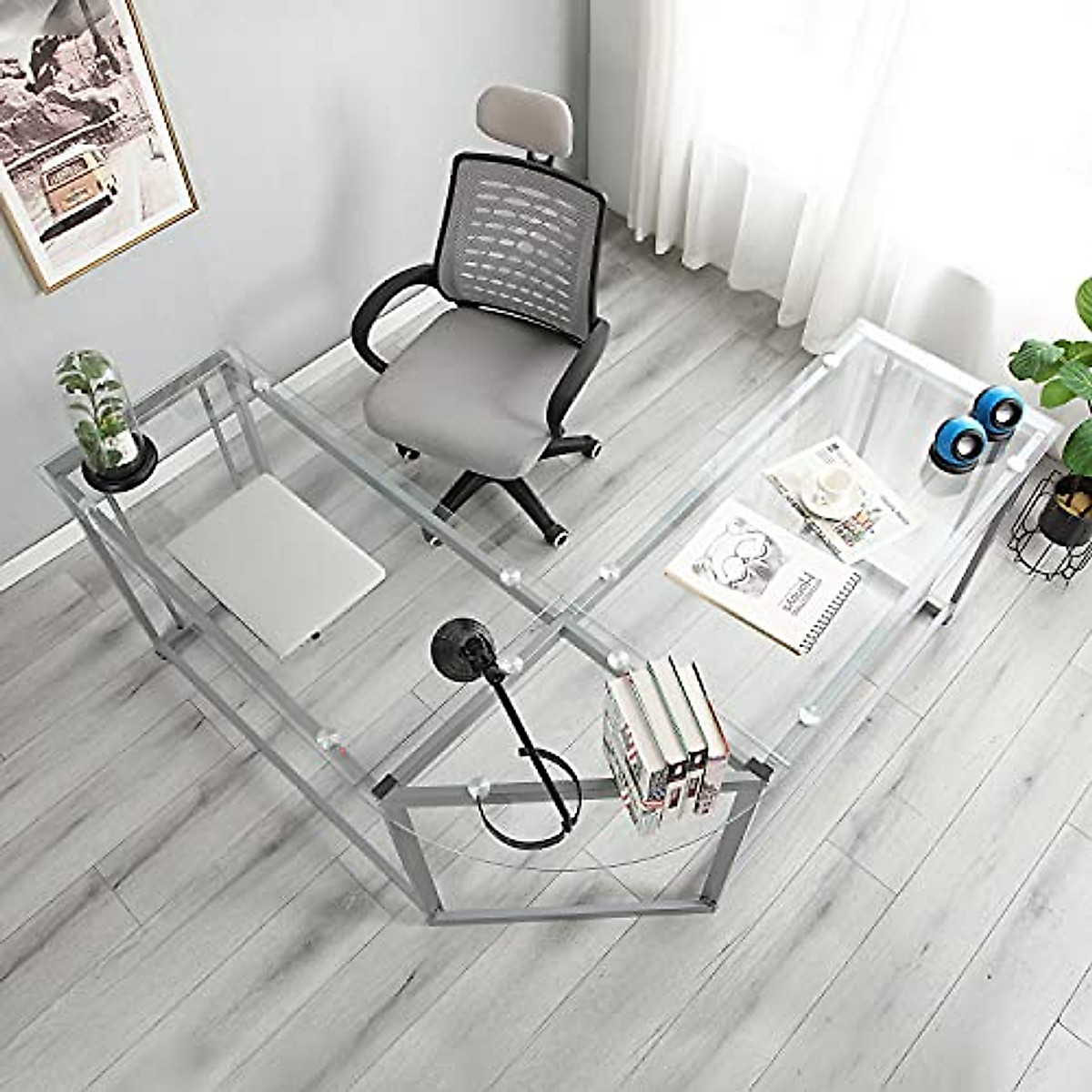 sogesfurniture Computer Glass Desk Large Offic Desk Computer Table Desk Writing Desk, BHUS-UT-096