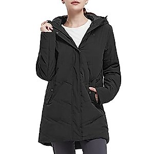 CAMEL CROWN Women's Winter Jacket Hooded Warm Quilted Insulated Puffer Jacket Long Cotton Parka Coat