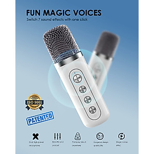 Karaoke Machine with 2 Wireless Microphones, FULLIFE 2024 3000mAh Portable Bluetooth Karaoke Speaker for Adults/Kids, PA System with RGB Light, Echo, Support TF/USB/AUX, Home Karaoke Set for Parties