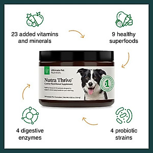 ULTIMATE PET NUTRITION Nutra Thrive™ Canine 40 in 1 Nutritional Supplement for Dogs, Powder Supplement for Dogs, Digestion and Immune Support 30 Servings