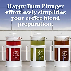 Happy Bum Coffee Plunger | 1 Liter(33.8oz) Glass French Press Stainless Steel Strainer | Easy to Use & Clean French Coffee Press Glass for Brewing and Storing Coffee Enema