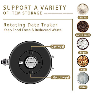 malmo Coffee Canister,Airtight Coffee Container with Date Tracker Lid, Stainless Steel Canister for Kitchen Food Storage 9oz, Black (22, Cylinder, 1, KF) (GY 9oz)