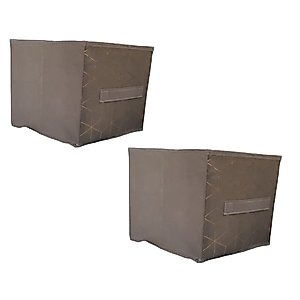 LLGT Set of 2 Fabric Collapsible Storage Cubes 9x9x8 Inch Gray and Gold for Dorm Rooms Homes Cars