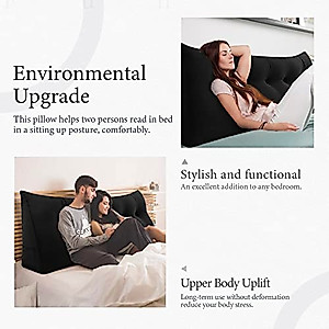 BNCKTRD Triangle Headboard Pillow - 3 in 1 Large Bed Pillow as Wedge Reading Pillow, Large Couch Daybed Pillow or Positioning Support Backrest Back Cushion for Sitting in Bed Velvet Cal King Black