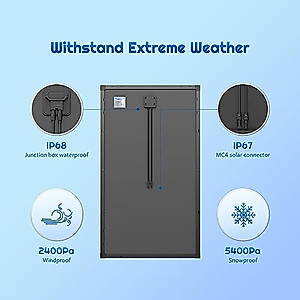 Alrska 180 Watt Solar Panel + Roof Drill-Free Corner Bracket Mount for RV, Boats, Caravans, Marine, Motorhomes