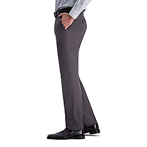 Haggar mens Premium Comfort Stretch Slim Fit Dress Pants, Grey, 34W x 29L US