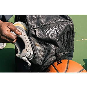 POINT3 New Road Trip Tech Backpack - Basketball Backpack with Waterproof Laptop Sleeve - Every Compartment You Need for Ball, Gear, Shoes, Books & Laptops (Black)