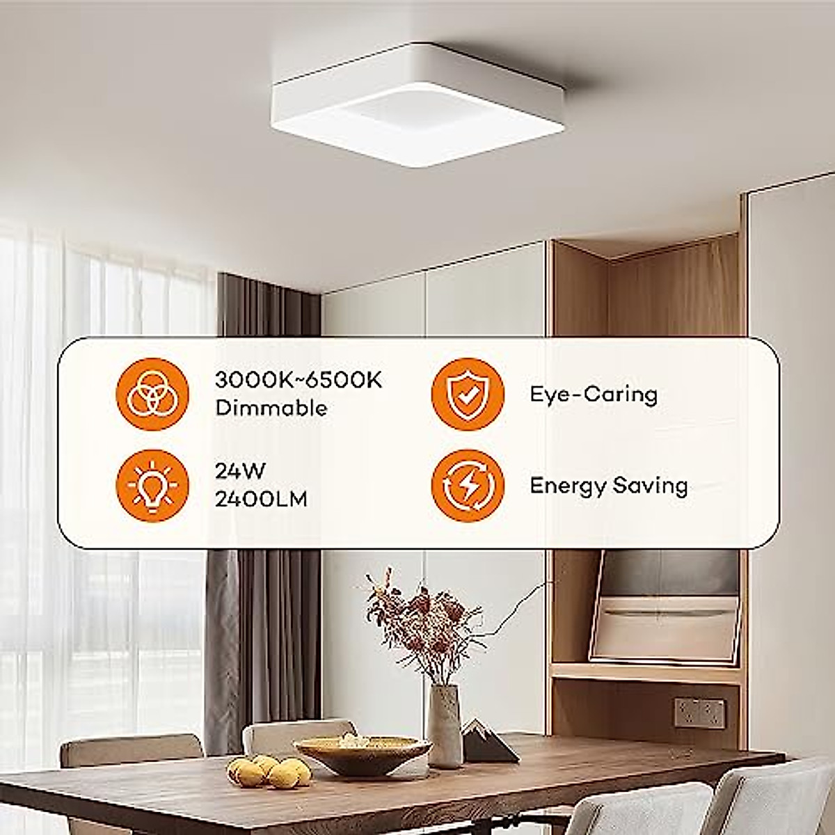 BLNAN 12 Inch Dimmable Flush Mount LED Ceiling Light Fixture with Remote Control, 24W 2400LM 3000K-6500K Dimming Ceiling Lamp for Bedroom Kitchen Hallway