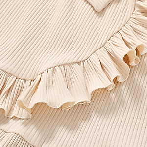 YOUNGER TREE Toddler Baby Girls Fall Clothing Solid Cotton Pit Irregular Skirt Winter Dress Long Sleeve Skirt Outfits(Ruffle-Beige, 2-3T)