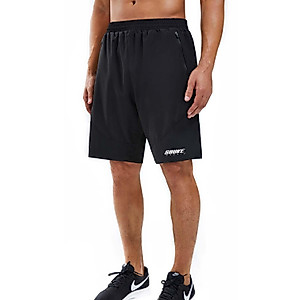 Souke Sports Men's Workout Running Shorts Quick Dry Athletic Performance Shorts Black Liner Zip Pockets