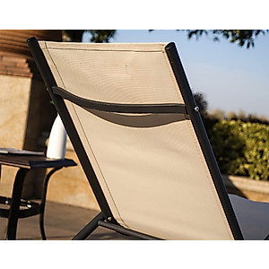 Direct Wicker Patio Rocking Recliner Chair Curved Chaise Lounge Chair w/Pillow for Yard Pool Outdoor Indoor, Iron Rock O-Shaped Lounge Chair (Beige)