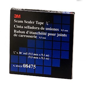 3M Seam Sealer Tape, 08475, 3/8 in x 30 ft, 1 Roll, Gray, Solvent-Activated Adhesive, for Automotive