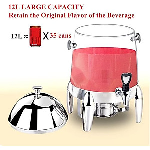 12L Commercial Stainless Steel Hot Beverage Dispenser 3 Gallon Chafer Urn Large Hot Water Urn for Coffee, Tea, Cappuccino, Hot Chocolate and Drinks