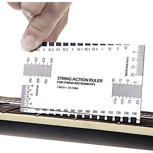 String Action Gauge Ruler, Guitar Height Gauge Set Up Tool for Electric Bass and Acoustic Guitar