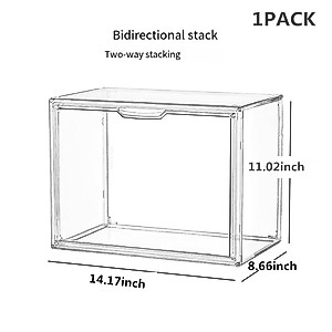 KAHIOE 1 Pack Transparent Storage Box Handbag Display Magnetic Organizer for Shoes, Book, Cosmetic, Toys, Dolls Hat, Handmade, Snack Container (1 PACK)