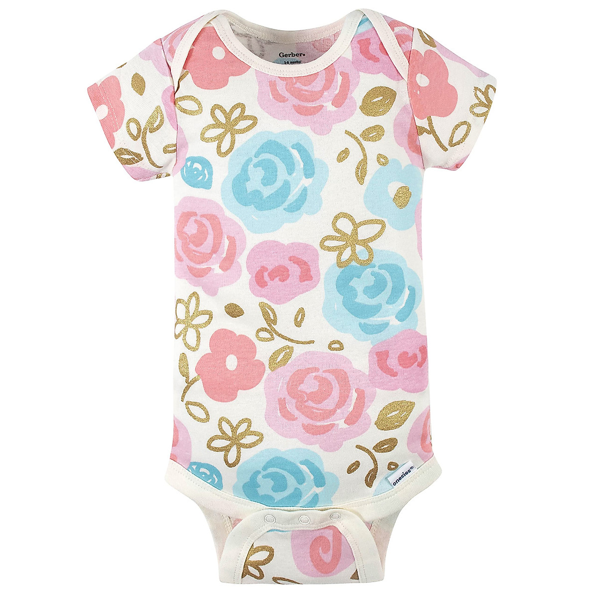 Gerber Baby Girls' 4-Pack Short Sleeve Onesies Bodysuits, Princess Pink, 0-3 Months