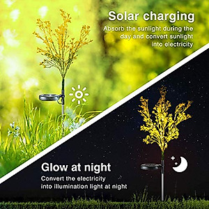 Neporal Solar-Garden-Lights-Outdoor-Decorative, Solar Flowers Lights Garden Lights Solar Powered IP65 Waterproof Fiber Optic Solar Garden Stake Lights for Yard Patio Garden Pathway 2 Pack
