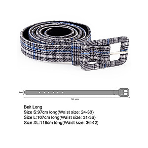 MUXXN Womens Belt- Solid Color Basic Belt for Casual Formal Dress or Jeans (Blue Plaid XL)