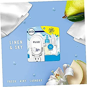 Febreze Odor-Fighting Fade Defy PLUG Air Freshener, Linen & Sky, Starter Kit & (2) .87 fl. oz. Oil Refills