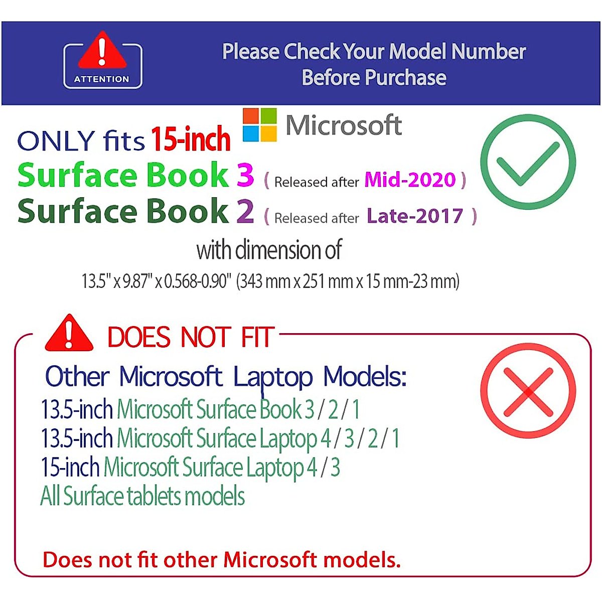 mCover Case Compatible for 2017~2022 15" Microsoft Surface Book 2/3 with Detachable Tablet Display ONLY (NOT Fitting Cheaper Surface Laptop Models) - Clear