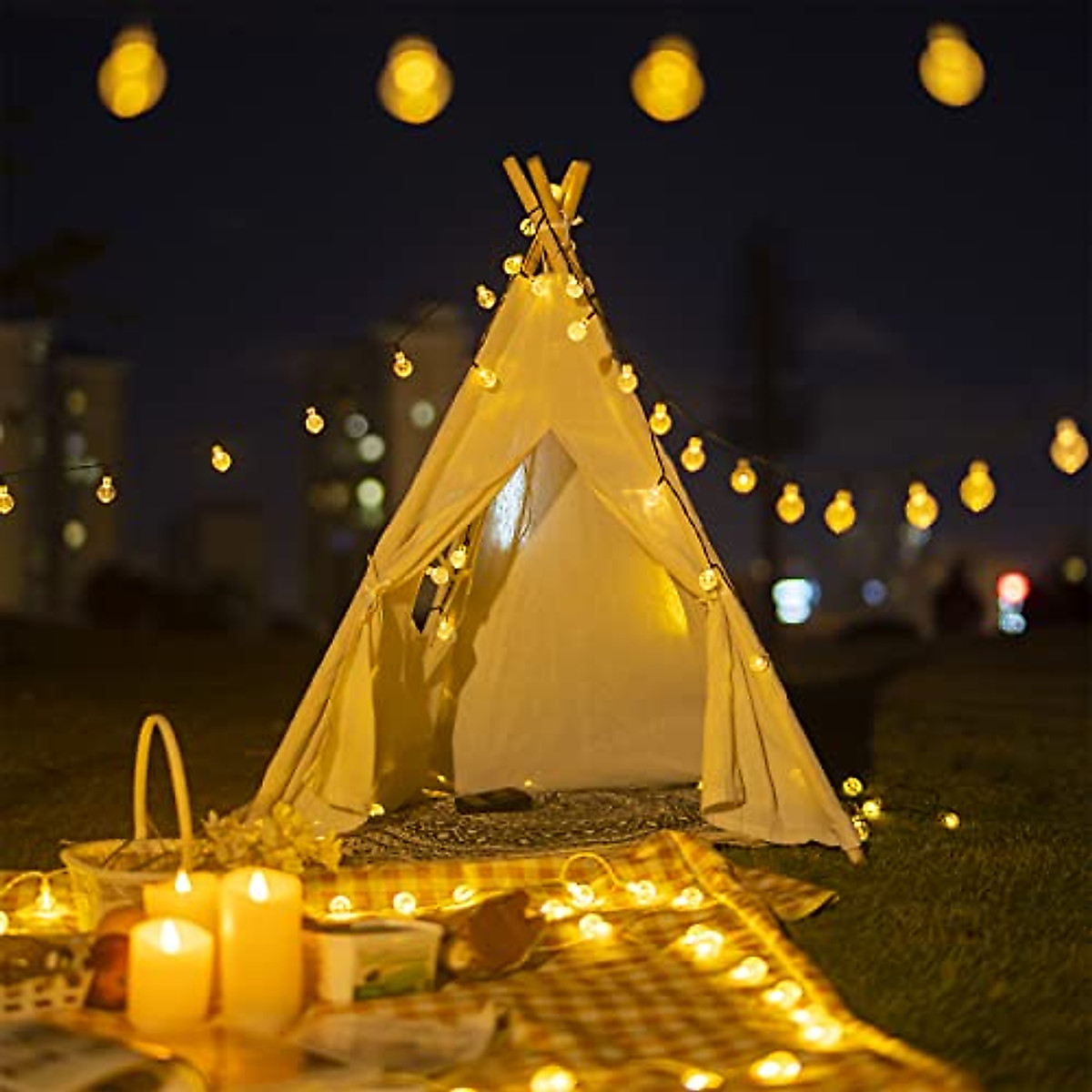 koopower 15ft String Lights 30 Crystal Ball LED Plug in with Remote (Timer, 8 Modes, Dim+-) for Garden Patio Yard Home Christmas Parties Wedding (Warm White)