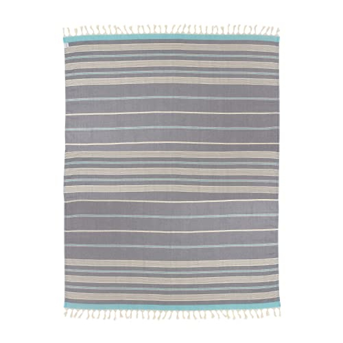 InfuseZen Turkish Cotton Throw Blanket with Diamond Weave – Lightweight Sofa Throw – Handwoven Bed Cover - Large 86” x 69” (Navy)