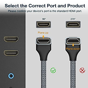 ULT-WIIQ 90 Degree HDMI Extension Cable, 4K HDMI Male to Female Nylon Braided Right Angle Extender Cable, Support 4K@60Hz, 3D, HDCP 2.2 & HDR for HDTV, PS5, PS4, Xbox One, Blu-ray Player, 1FT