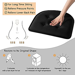 LOVTEX Chair Cushions for Dining Chairs 4 Pack, Non Slip Chair Pads for Dining Chairs, Kitchen Chair Cushions 17 x 16 x 1.5, Black Seat Cushions
