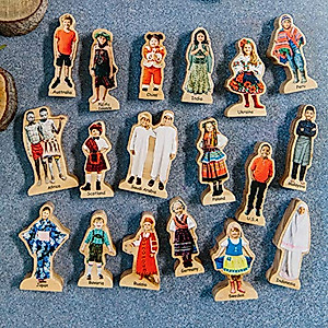 THE FRECKLED FROG People Around the World - Set of 18 - Ages 1+ - Wooden Blocks for Toddlers - Includes People from 18 Countries - Double-Sided