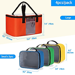 Rexmica Large Toy Storage Organizer with 3 Small Zipper Bags Compatible with Lego Bricks, Travel Organizer Case for Building Blocks, Car Toy, Dolls, Crafts, Magnetic Tiles, Board Game Storage Case