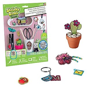 Shrinky Dinks Creative Pack, 25 Sheets Crystal Clear, Kids Art and Craft Activity Set, Kids Toys for Ages 6 Up by Just Play