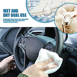 UGSHY 2 PCS 15" x 23" Chamois Drying Towel for Car, Super Absorbent Reusable Shammy Towel, Lint Free Natural Chamois Car Wash Cloth (White)