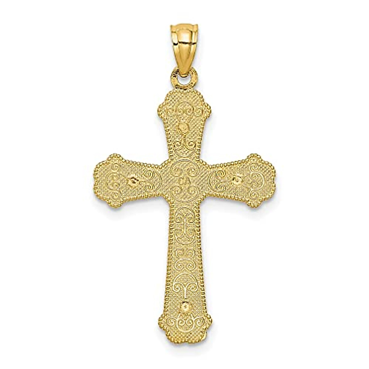 IceCarats 14K Two Tone Gold Heart Love Holy Cross Necklace Religious Pendant Jesus Christ Charm Only