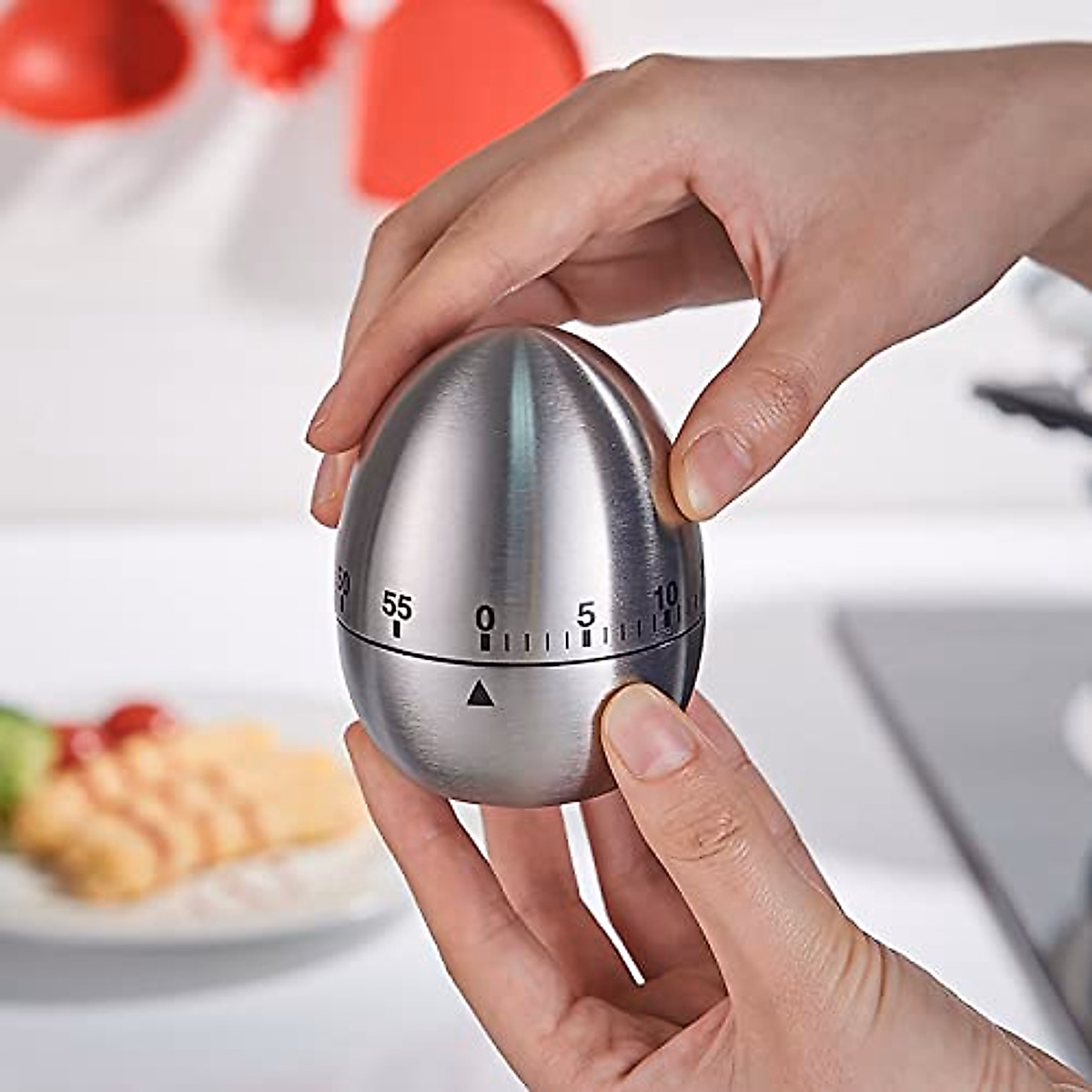 Kitchen Manual Egg Timer for Cooking - Cute Mechanical Timers Reminder, YAWALL Stainless Steel Countdow Rotating Alarm with 60 Minutes for Cosmetic Applications Baking