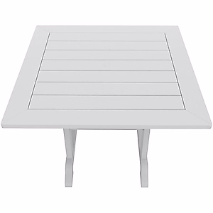 Costaelm Square Outdoor Dining Tables, 43'' Patio Table with Umbrella Hole for 4 Person, Balcony Table, Outdoor Buffet Table, Porch Tables for Outside Lawn Porch Bistro Furniture, White