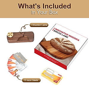 MOTAIPEAK Bread Lame Sourdough Scoring Tool with Magnet,Hand Crafted Dough Scoring Knife Tool for Homemade Bread Baking,Lame Bread Tool with 5 Razor Blades,User Manual-Gift Box