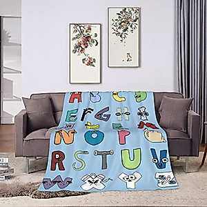Alphabet Lore Blanket,Soft Flannel Blanket Air Conditioner Blanket Sofa Blanket Anti Pilling Throw Blanket (1, 50"x40")
