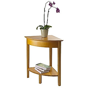 Winsome Wood Corner Desk with Shelf, Honey, 20 inches
