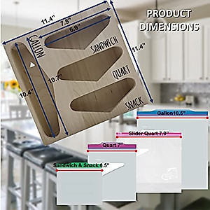 GONNADOO Wood Ziplock Organizer Box, Wood Kitchen Food Baggie Organization Dispenser for Kitchen Drawer Box, organizers and storage with Gallon, Quart, Sandwich and Snack Variety Size Bags (Natural)