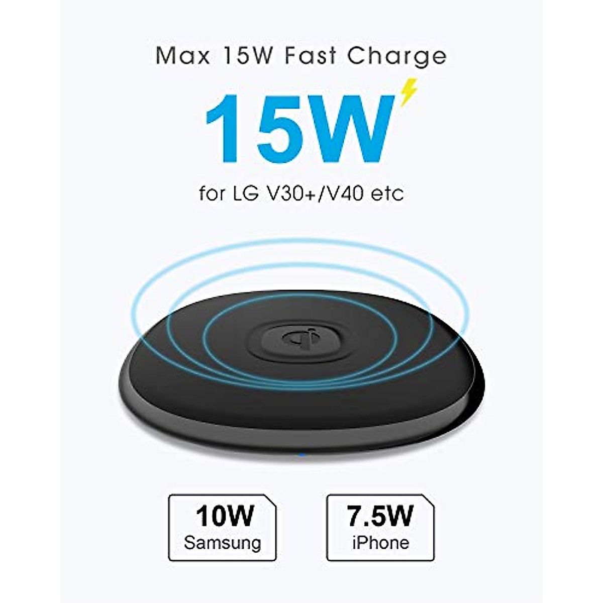 NANAMI Fast Wireless Charger[2 Pack], Qi-Certified 15W Max Charging Stand Pad Bundle, Compatible iPhone 14/13/12/SE 2020/11 Pro/XS/XR/X, Samsung Galaxy S23/S22/S21/S20/S10/S9/Note 20/10/9, AirPods Pro