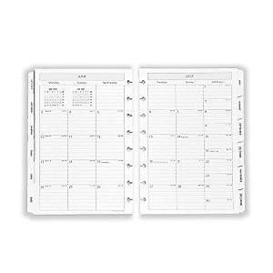 Levenger Circa Monthly Tabs & Pullout Calendar, Junior - Discbound Monthly Tab Dividers, One-sheet pullout calendar, 150-gsm white paper