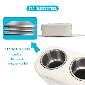 Double Stainless Steel Cup Holder, Strong and Durable, Portable Design, Ideal for Pontoons and Fishing Boats, With PVC Clamshell (White)