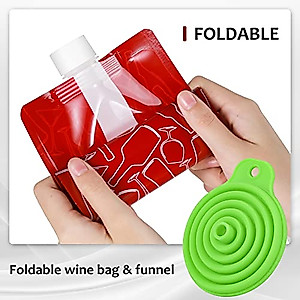Foldable Wine Bag,Portable Wine Bottle Bag Flask, 12 Pack Collapsible Liquid Leak Proof Flask Holder,Reusable Wine pouch for Gift Travel Camping BBQ Party Beach Hiking Home Kitchen(750ml)