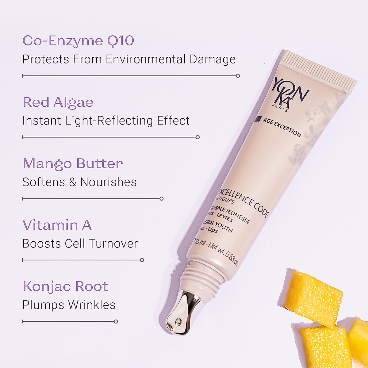 Yon-Ka Excellence Code Contours Eye Cream (15ml) Anti-Aging Eye and Lip Treatment with Hyaluronic Acid, Reduce Puffiness and Dark Circles, Paraben-Free