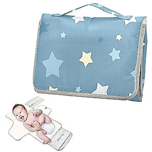 Bulletgxll Cartoon Star Blue Portable Diaper Changing Pad Waterproof Changing Pad with Baby Tissue Pocket and Magic Stick for Newborn Baby.