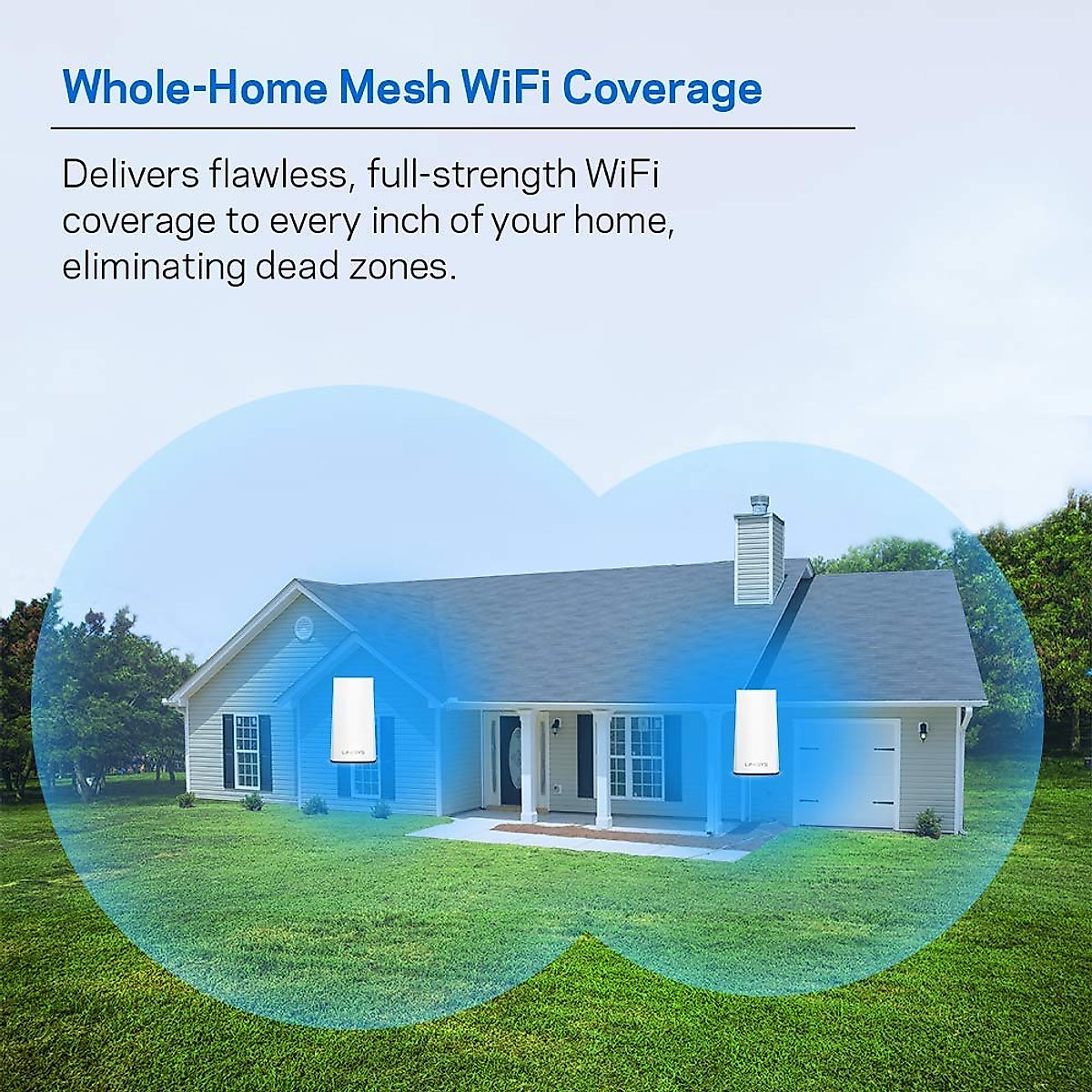 Linksys WHW0102 Velop Whole Home Smart Mesh Wi-Fi System with 2-Port Gigabit Ethernet 2 Pack, White (Renewed)