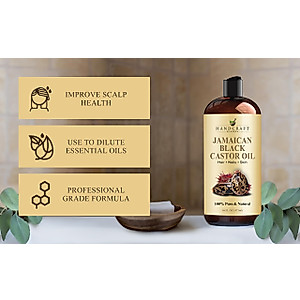 Handcraft Blends Jamaican Black Castor Oil - 16 Fl Oz - 100% Pure and Natural - Premium Grade Oil for Hair Growth, Eyelashes and Eyebrows - Carrier Oil - Hair and Body Oil