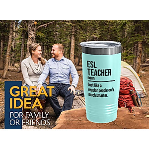 Flairy Land ESL Teacher Tumbler 20oz Silver -ESL teacher B - Linguist Bilingual Kids Idiom English Teacher School Assistant Language Learner Educator